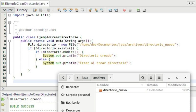 Java - Crear directorio o carpeta - decodigo.com