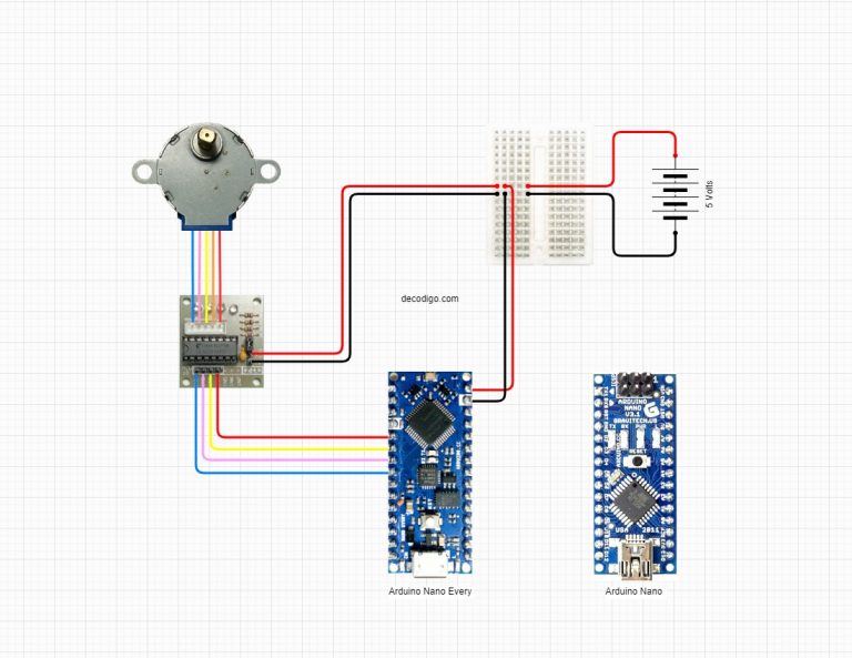 Arduino Nano y el Motor de Pasos 28BYJ-48 - decodigo.com